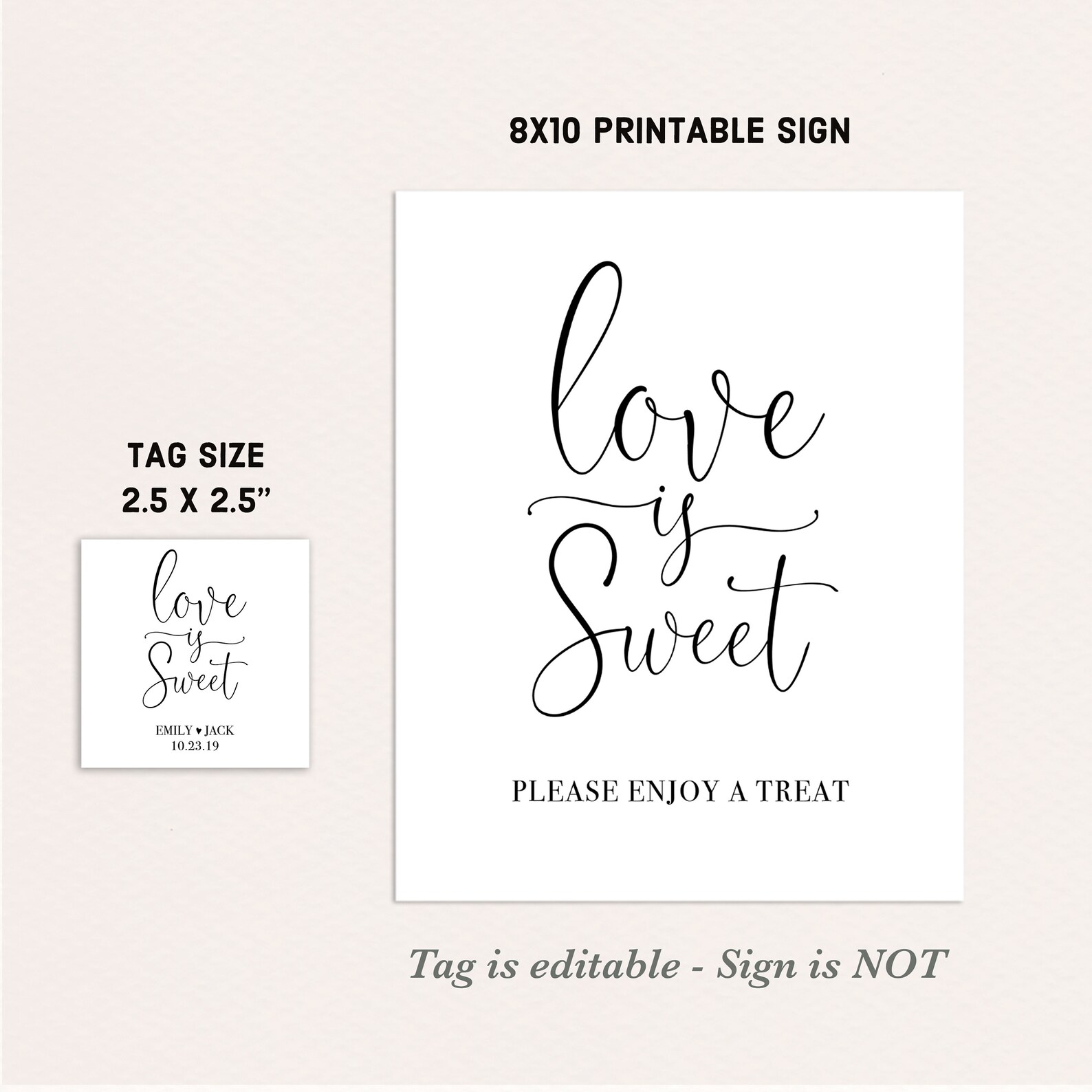 Love is Sweet Tags and Sign Printable Wedding Favor Tags - Etsy