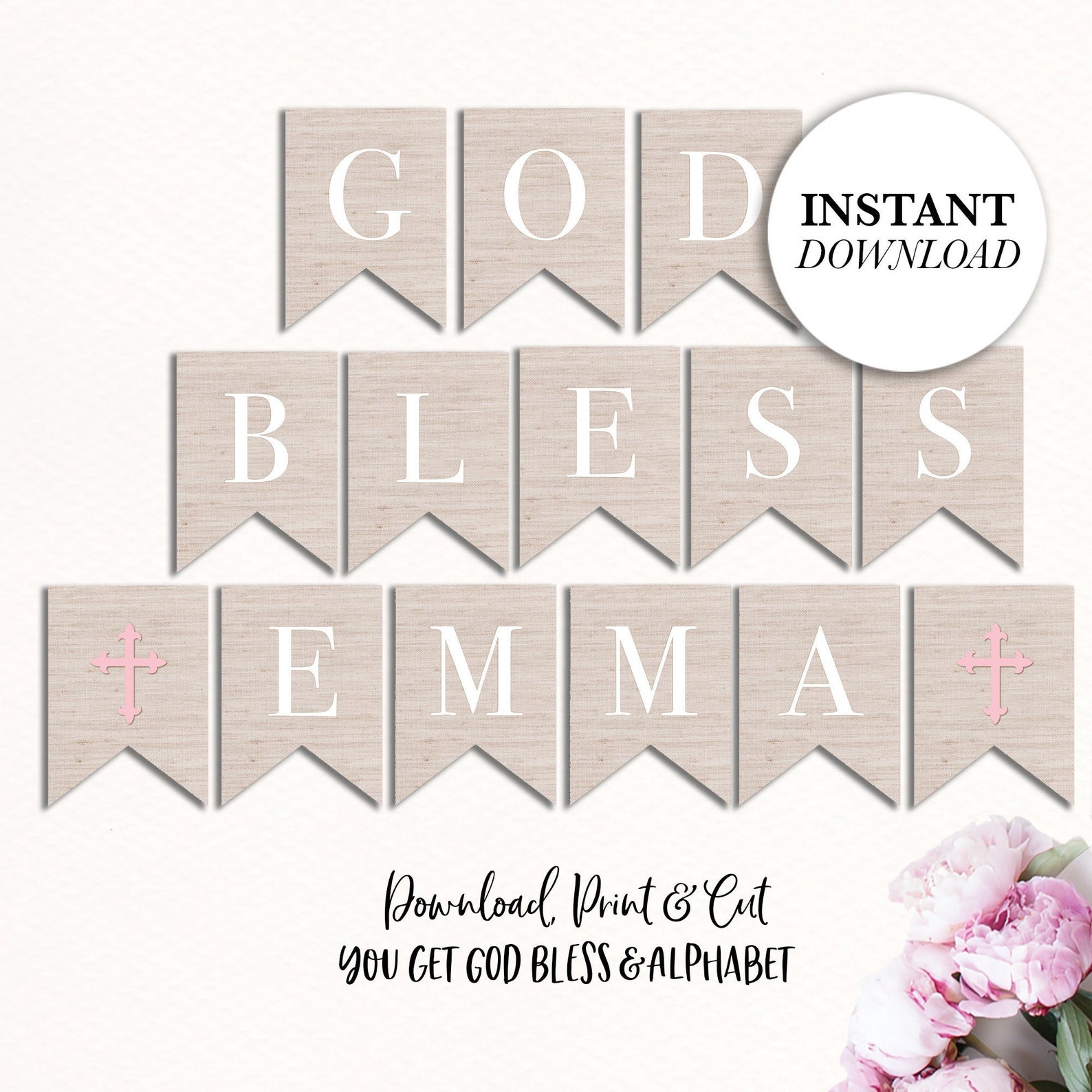 Baptism Banner Girl Baptism Banner Printable Banner First - Etsy