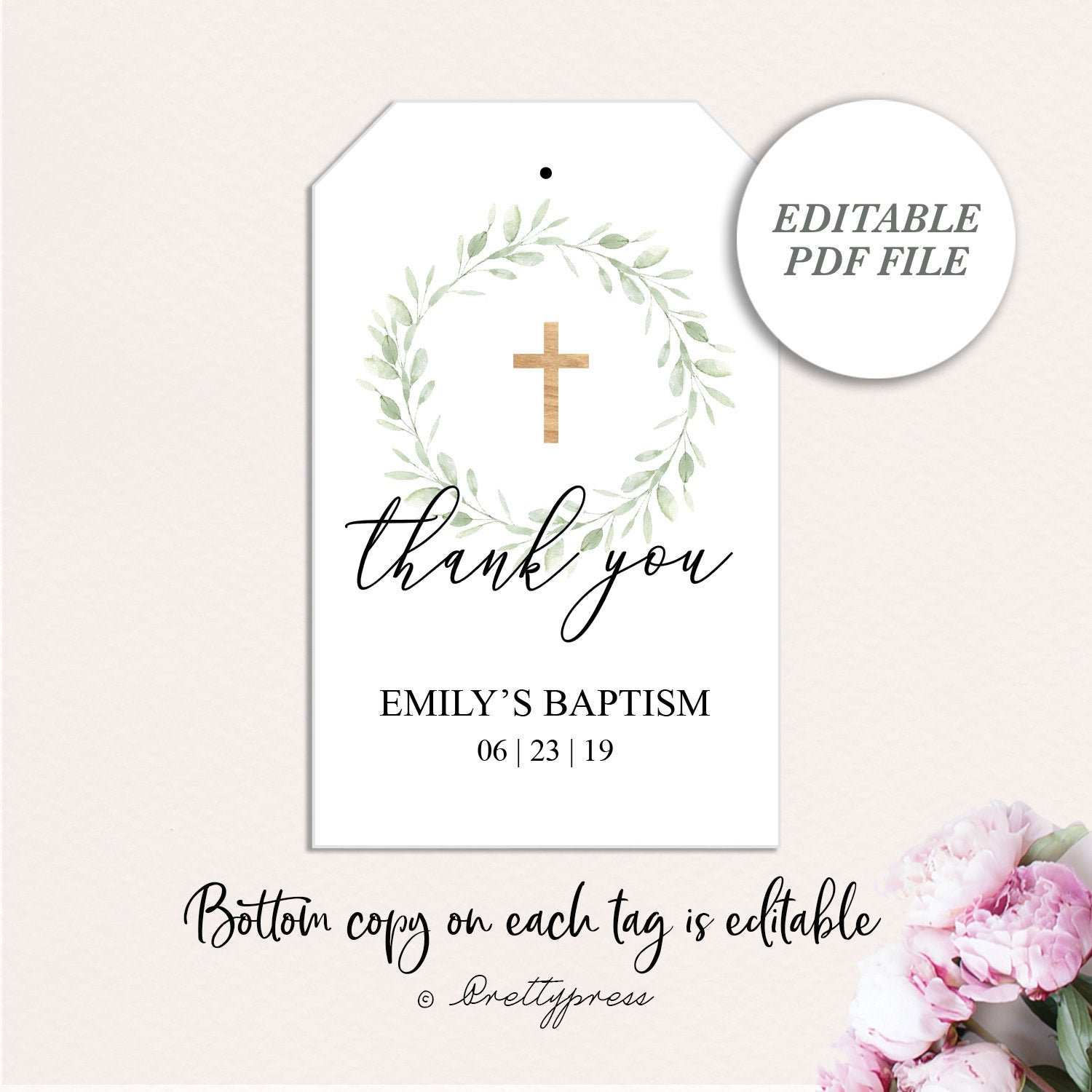 Baptism Favor Tags, Printable Baptism Tags, Editable Favor Tags, Mi ...