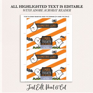 Halloween Treat Toppers, Editable Treat Bag Toppers, Smores Tags, S ...