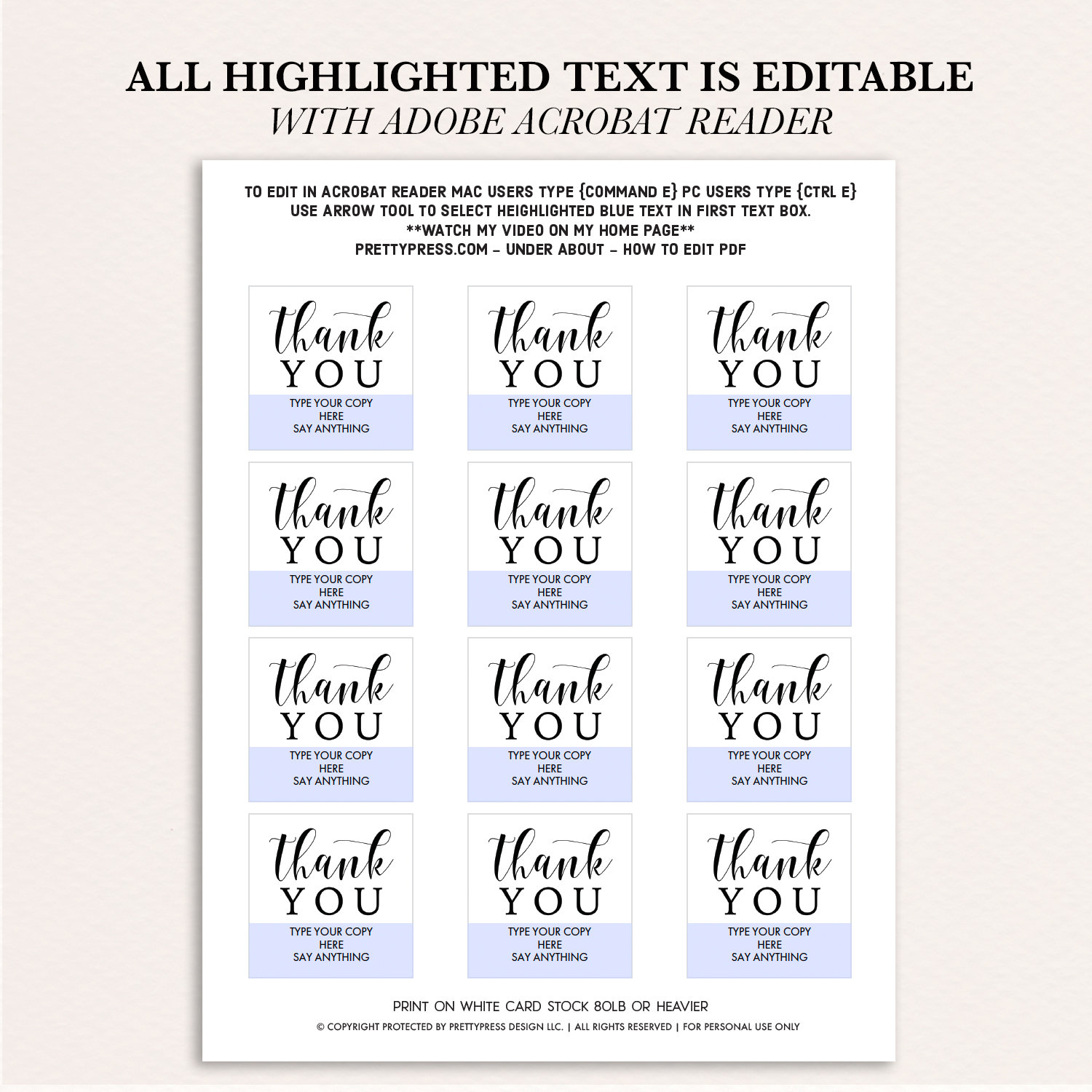 Thank you Tags Printable Editable Favor Tag Template Wedding | Etsy