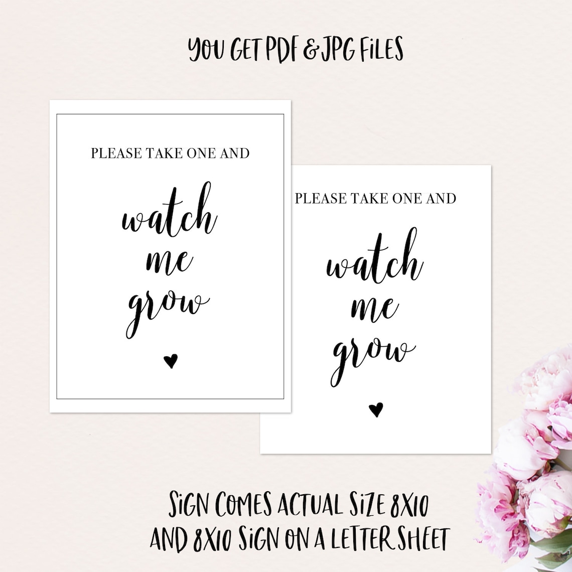 Please Take One and Watch Me Grow, Baby Shower Printable Sign, Instant ...