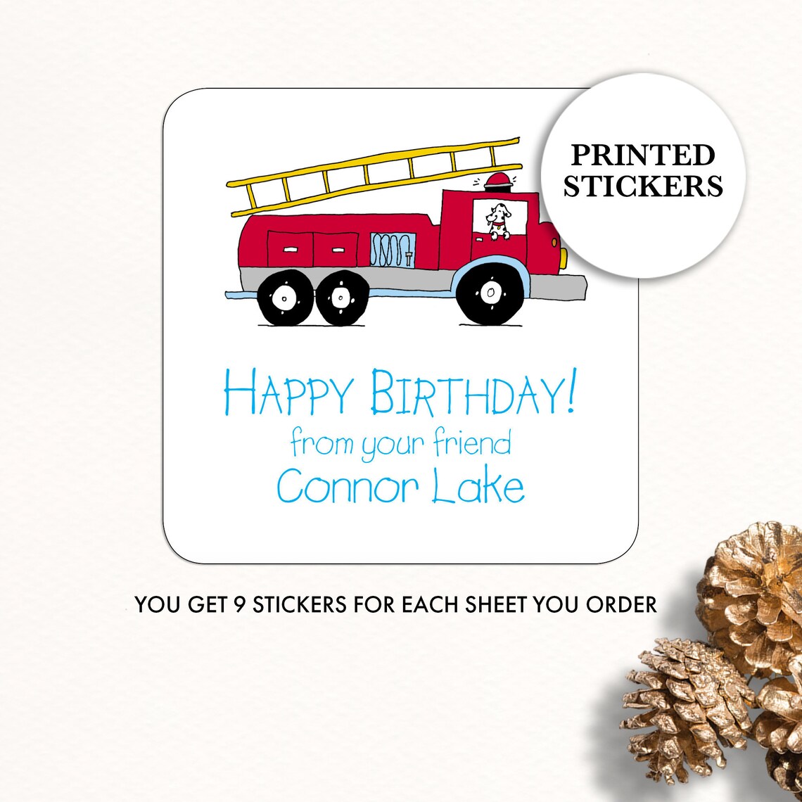 Kids Party Favor Gift Label Fire Truck Gift Tags Fire Truck - Etsy