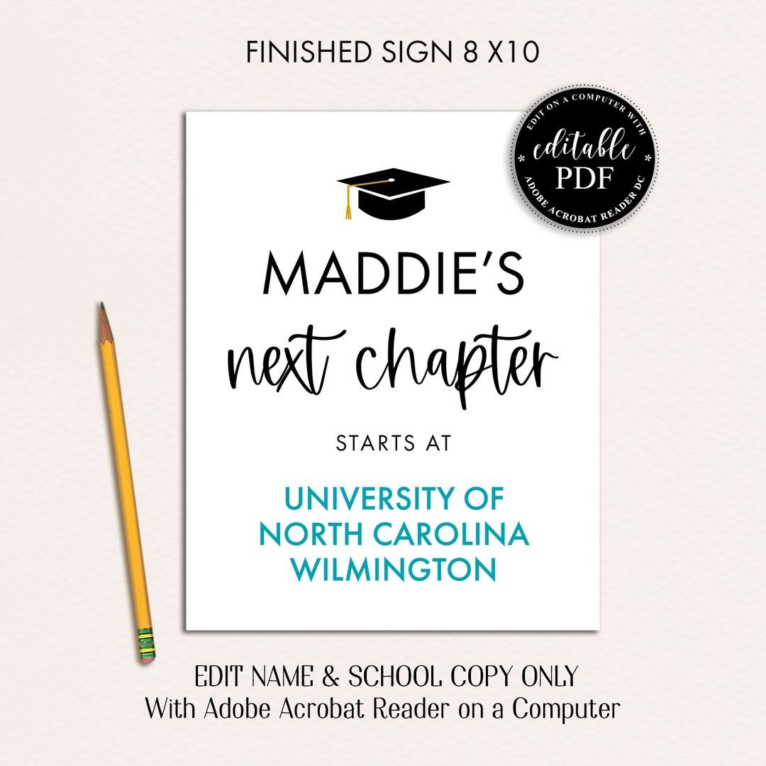 Editable Graduation Sign, MY Next Chapter Starts At, Graduation ...