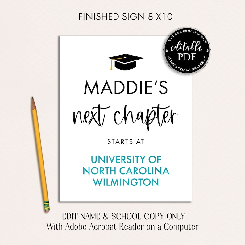 Editable Graduation Sign MY Next Chapter Starts At | Etsy