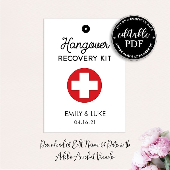 Recovery Kit Tags Hangover Recovery Kit Favor Tag Wedding | Etsy
