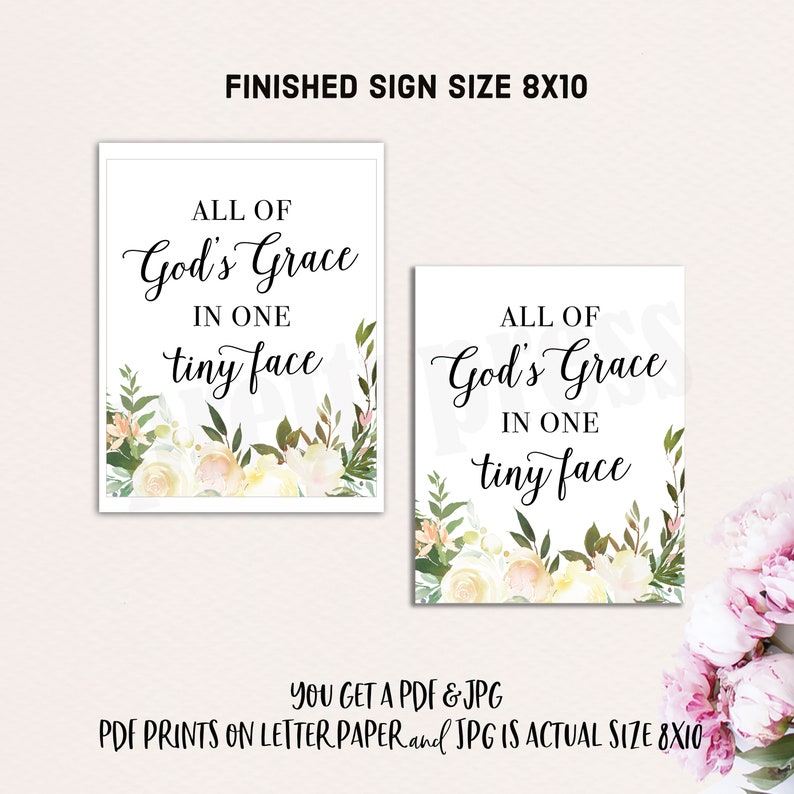 All of gods grace in one tiny face sign Baptism Sign | Etsy