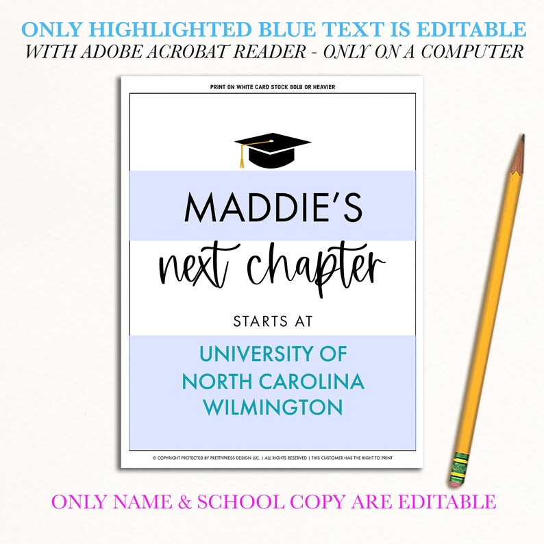 Editable Graduation Sign MY Next Chapter Starts At | Etsy