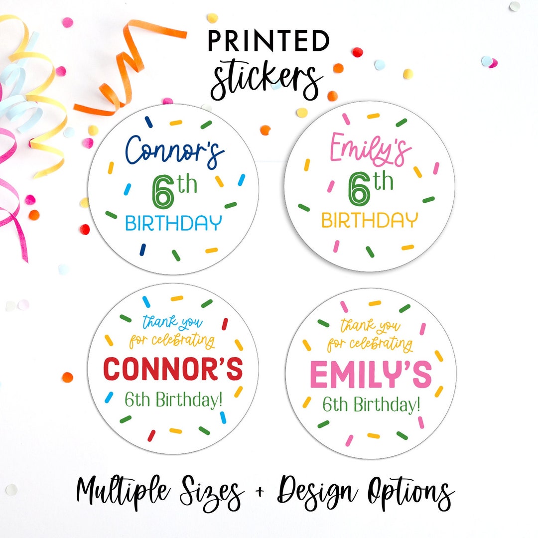 Personalized Birthday Sticker, Thank You Birthday Favor Stickers ...