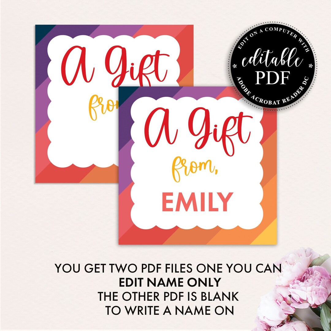 Rainbow Kids Gift Enclosure Cards, Editable Gift Tags, Printable ...