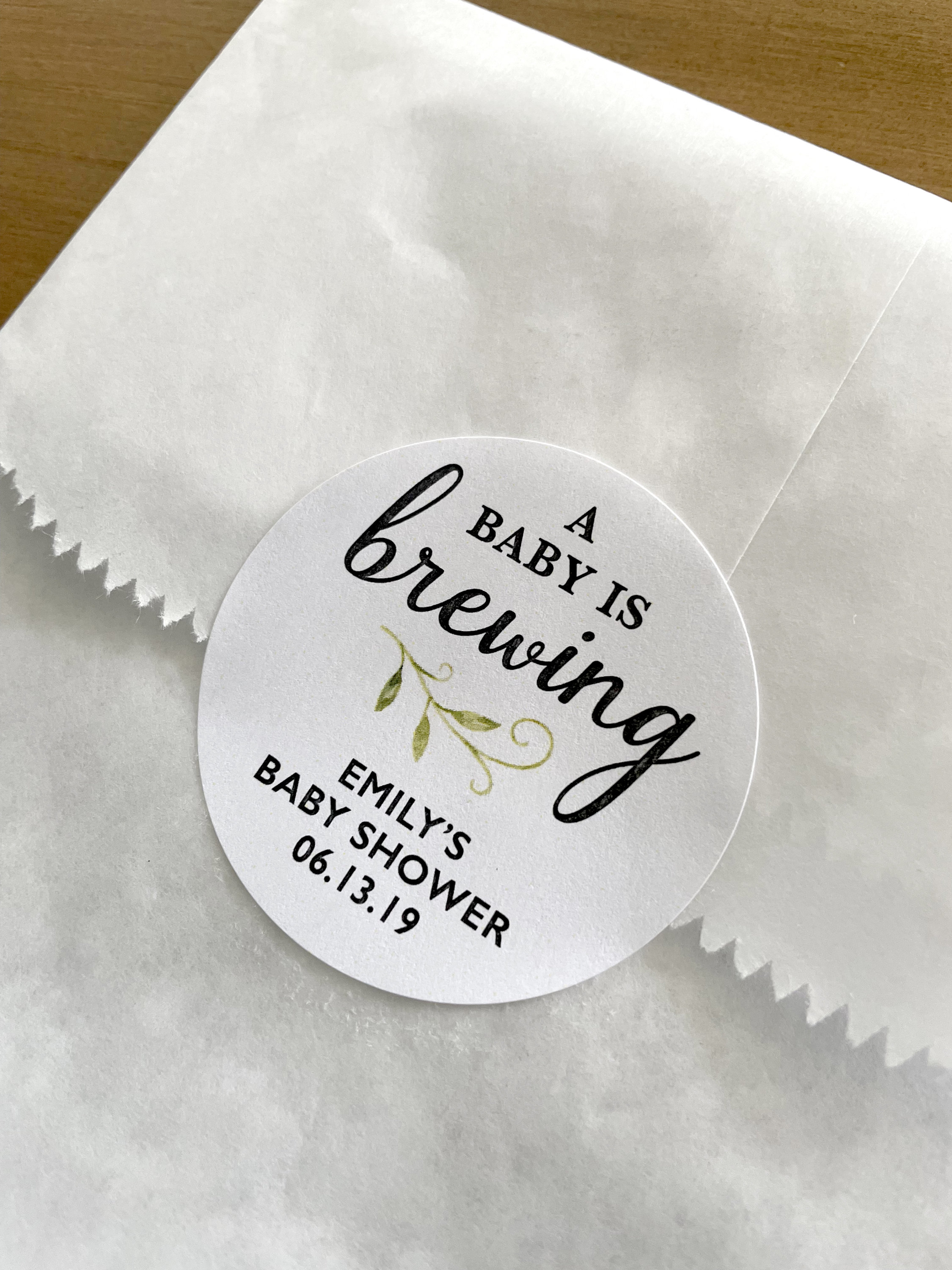 Baby Shower Coffee Cup Stickers, Round A Baby is Brewing Stickers, Baby ...