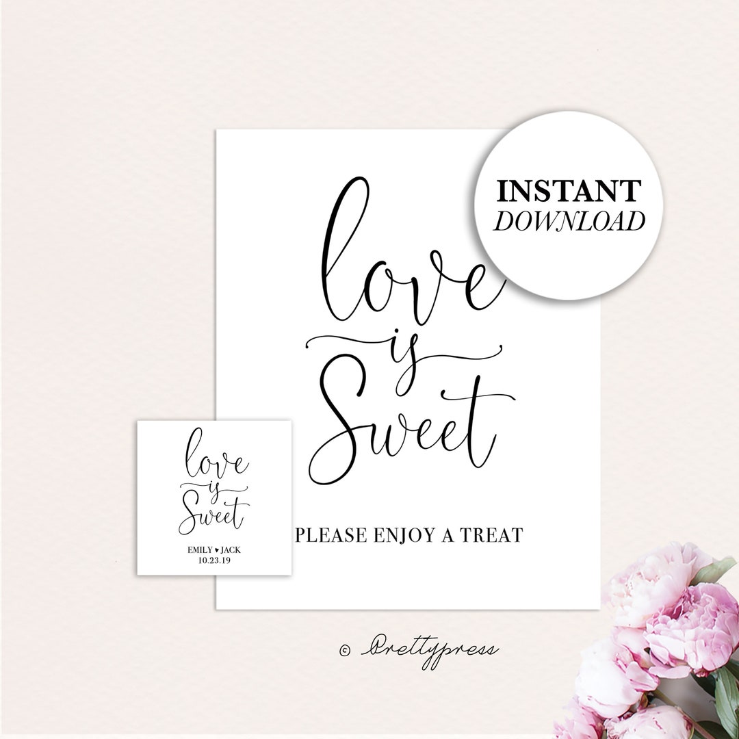 Love is Sweet Tags and Sign, Printable Wedding Favor Tags, Love is ...