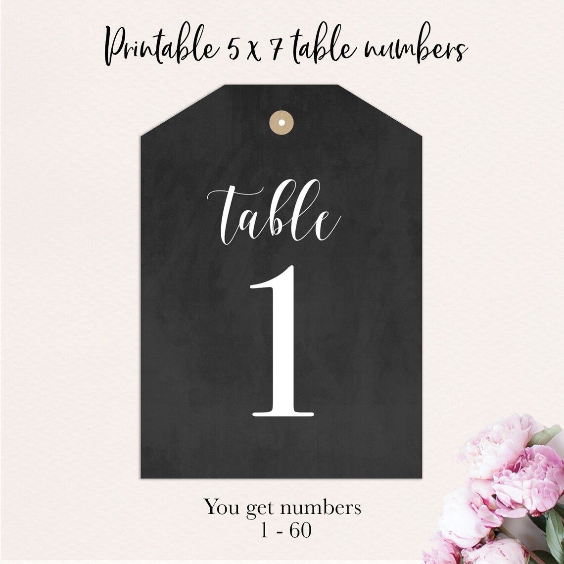 Table Number Tags Wedding, Printable Wedding Table Numbers, Wedding ...