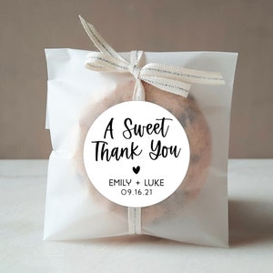 A Sweet Thank You Sticker, Wedding Favor Treat Label, Minimalist ...