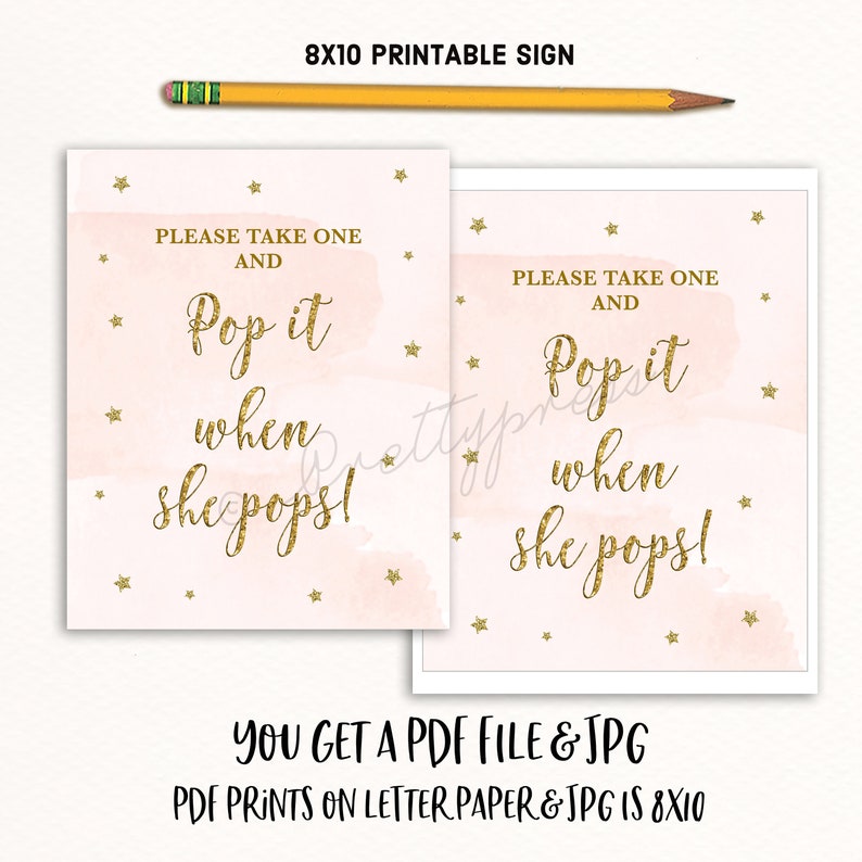 Pop It When She Pops Printable Sign Pink and Gold Baby Shower - Etsy