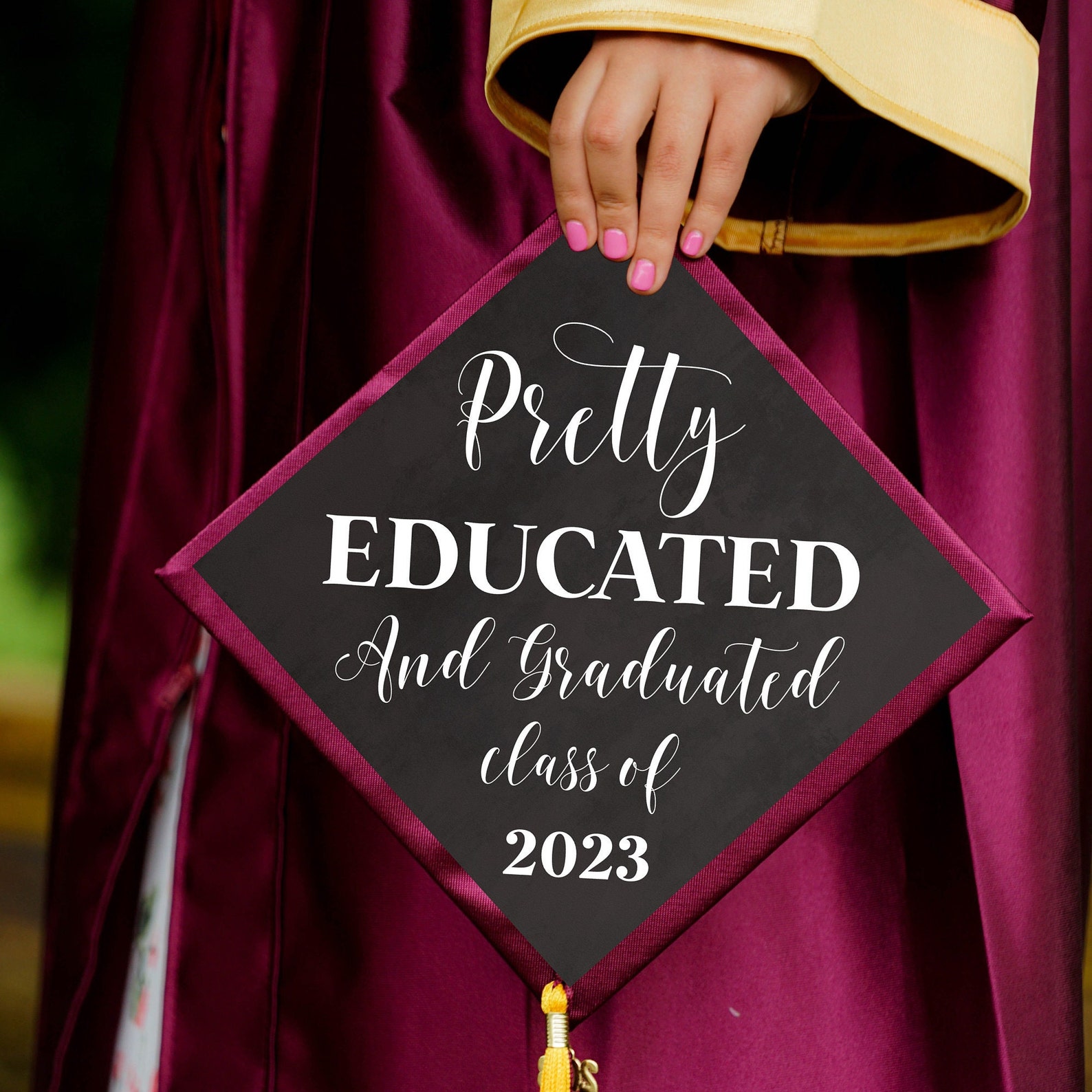 Pretty Educated and Graduated 2023 Graduation Cap Topper - Etsy
