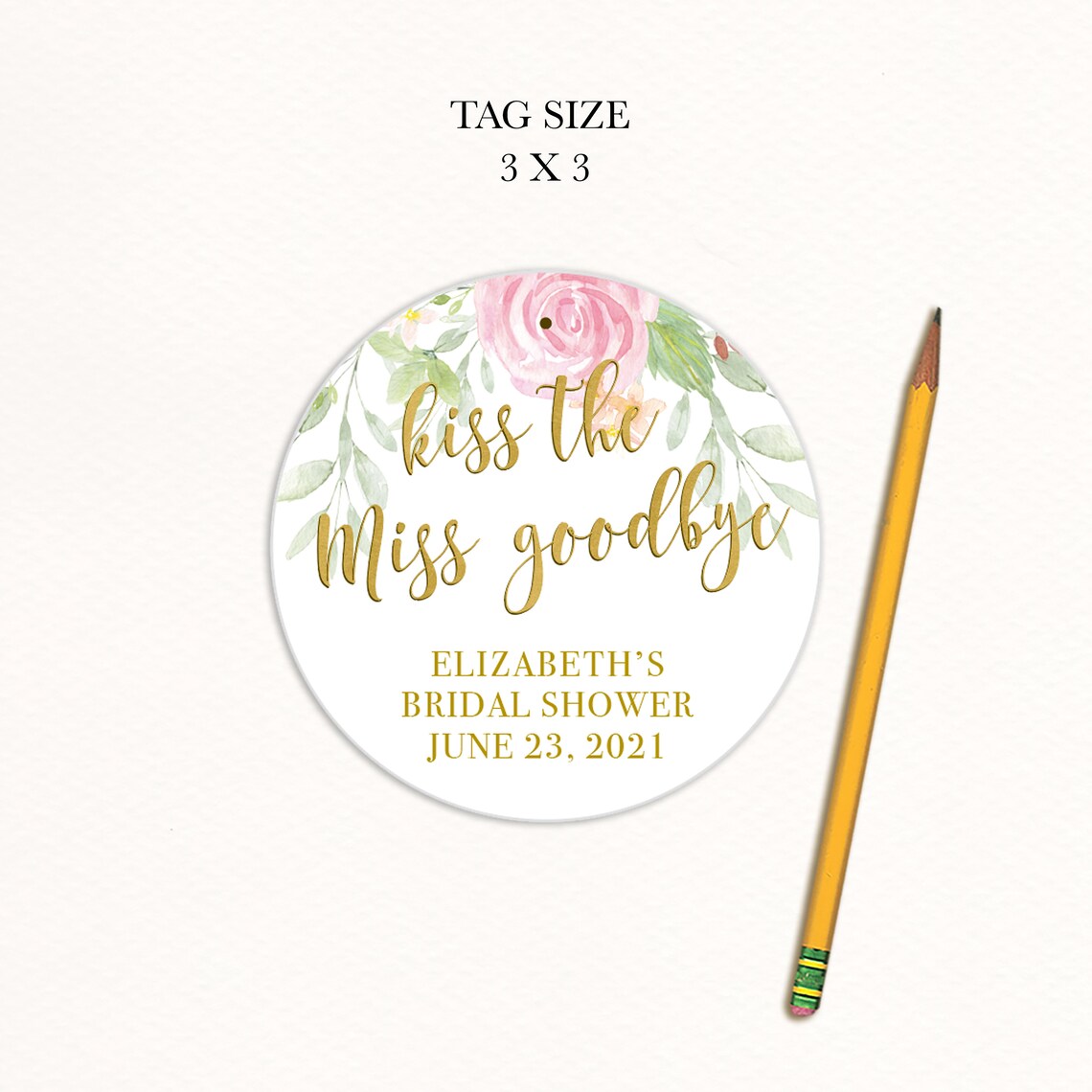 Kiss the Miss Goodbye Tag Instant Download Bridal Shower - Etsy