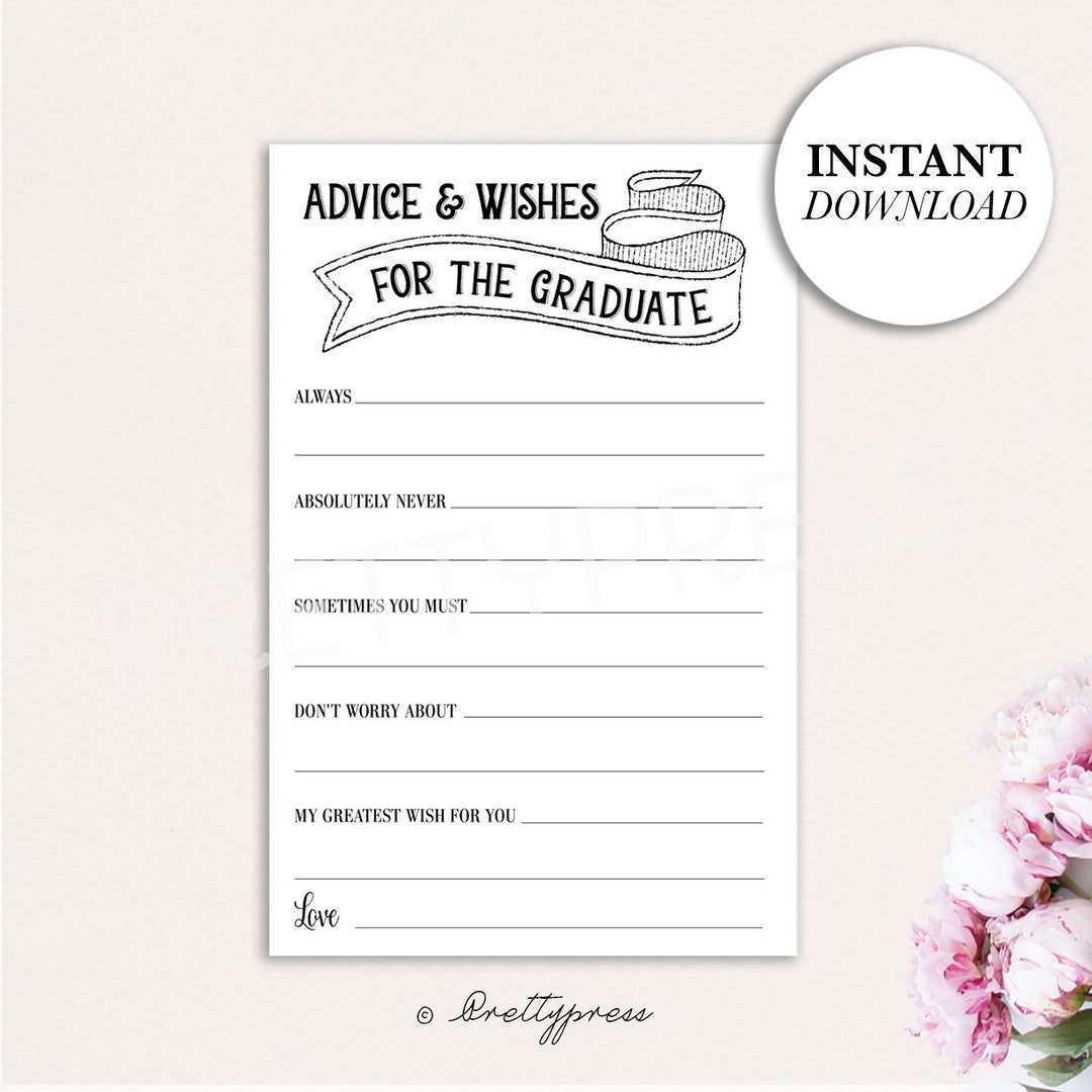 Advice Cards Graduation, Advice for Graduate, Chalkboard Graduation ...