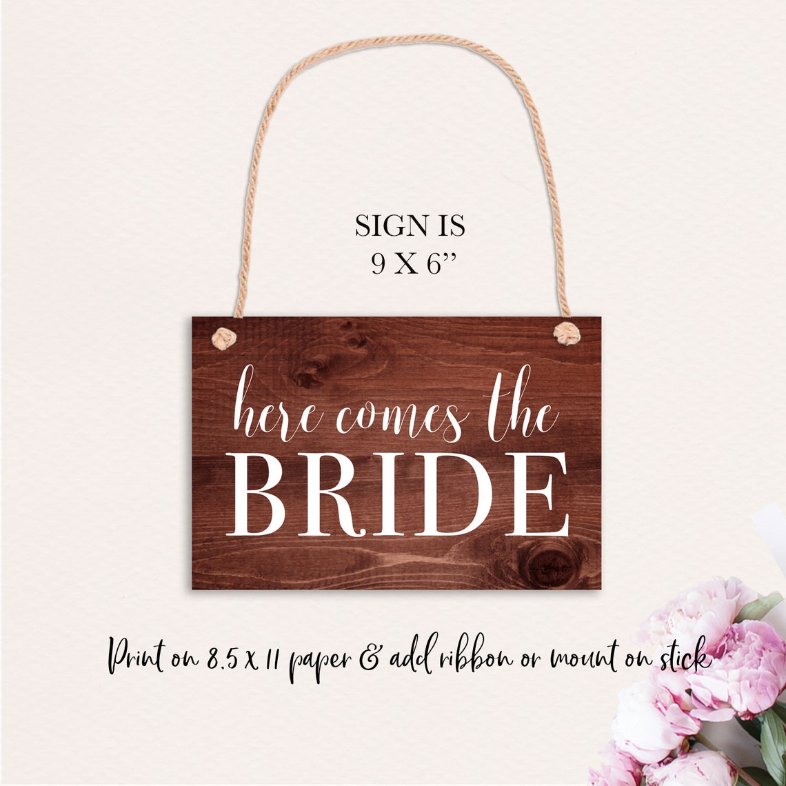 Here Comes the Bride Sign Printable Wedding Sign Printable | Etsy