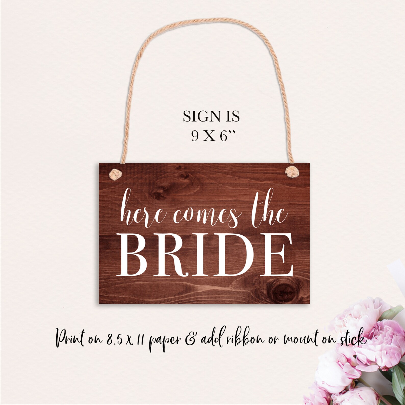 Here Comes the Bride Sign Printable Wedding Sign Printable | Etsy