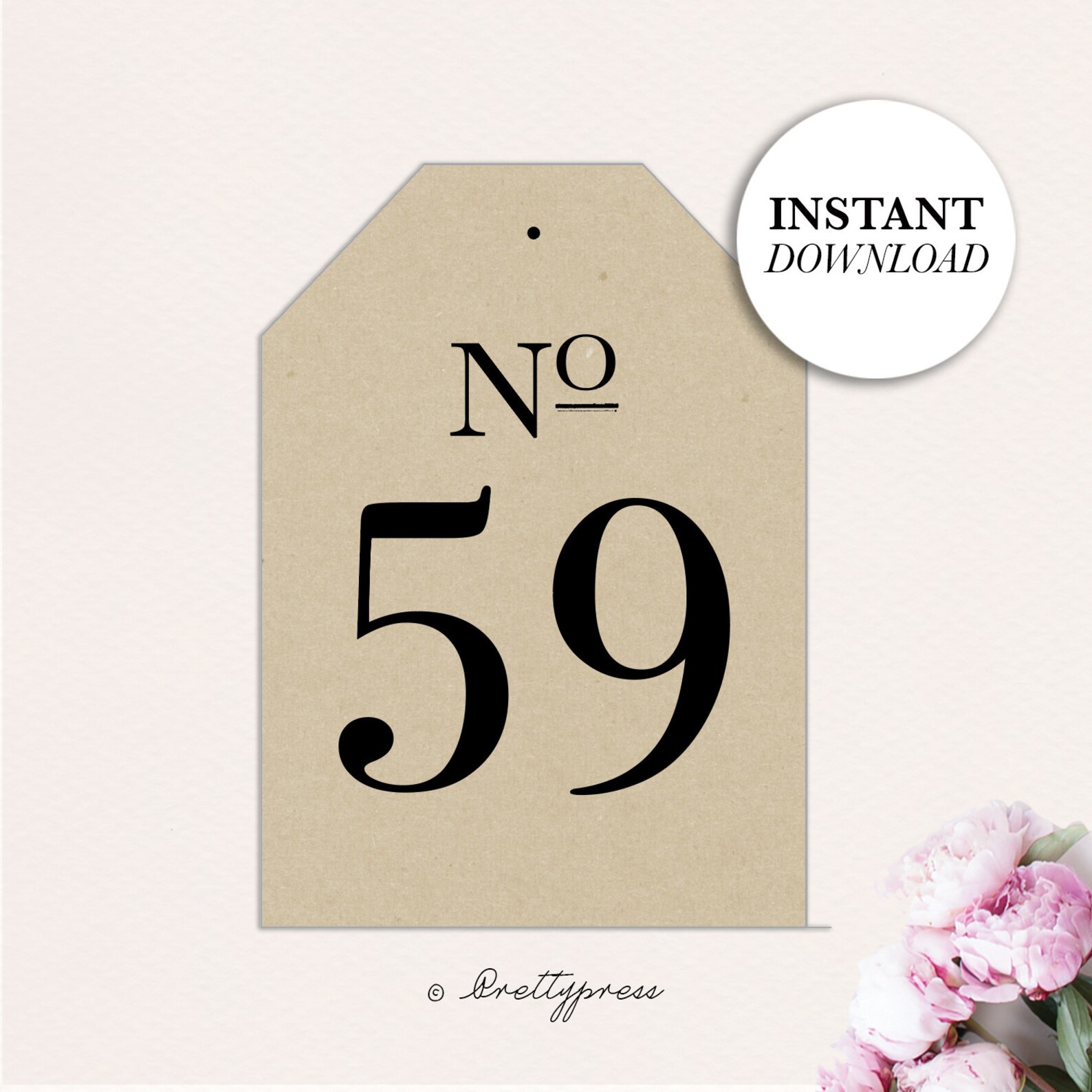 Table Number Tags Printable Wedding Table Numbers Instant | Etsy