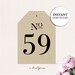 Table Number Tags, Printable Wedding Table Numbers, Instant Download ...