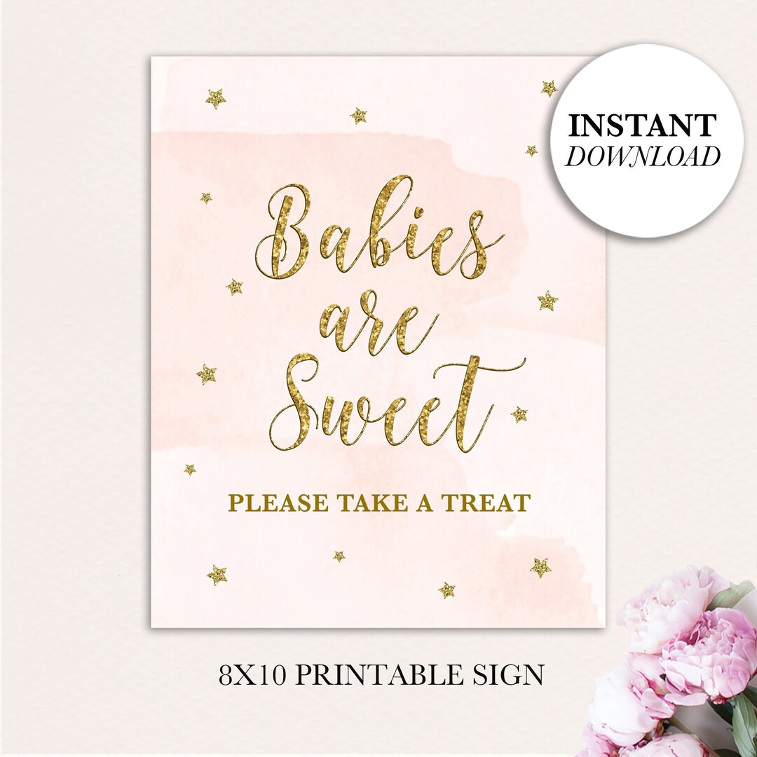 Babies Are Sweet Please Take A Treat, INSTANT DOWNLOAD Sign, Pink and ...