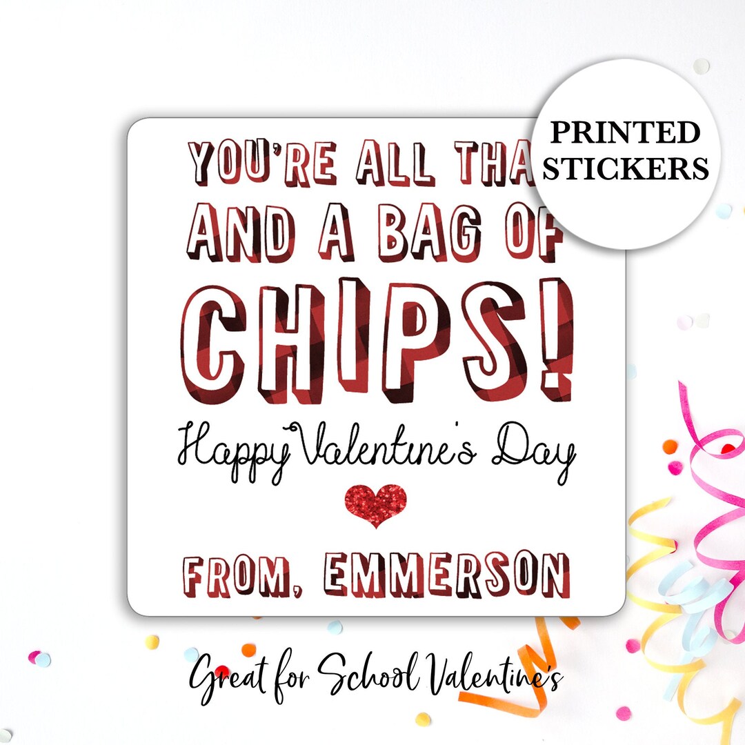 CHIP BAG VALENTINE, Valentine Stickers, Valentine Gift Labels ...