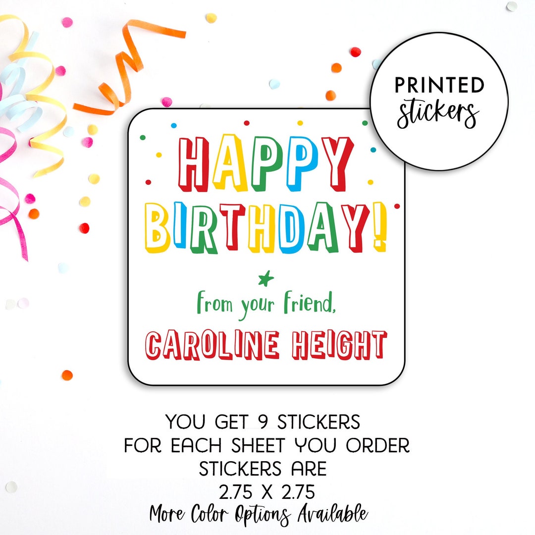 Personalized Kids Party Stickers, Gift Tags, Birthday Stickers ...
