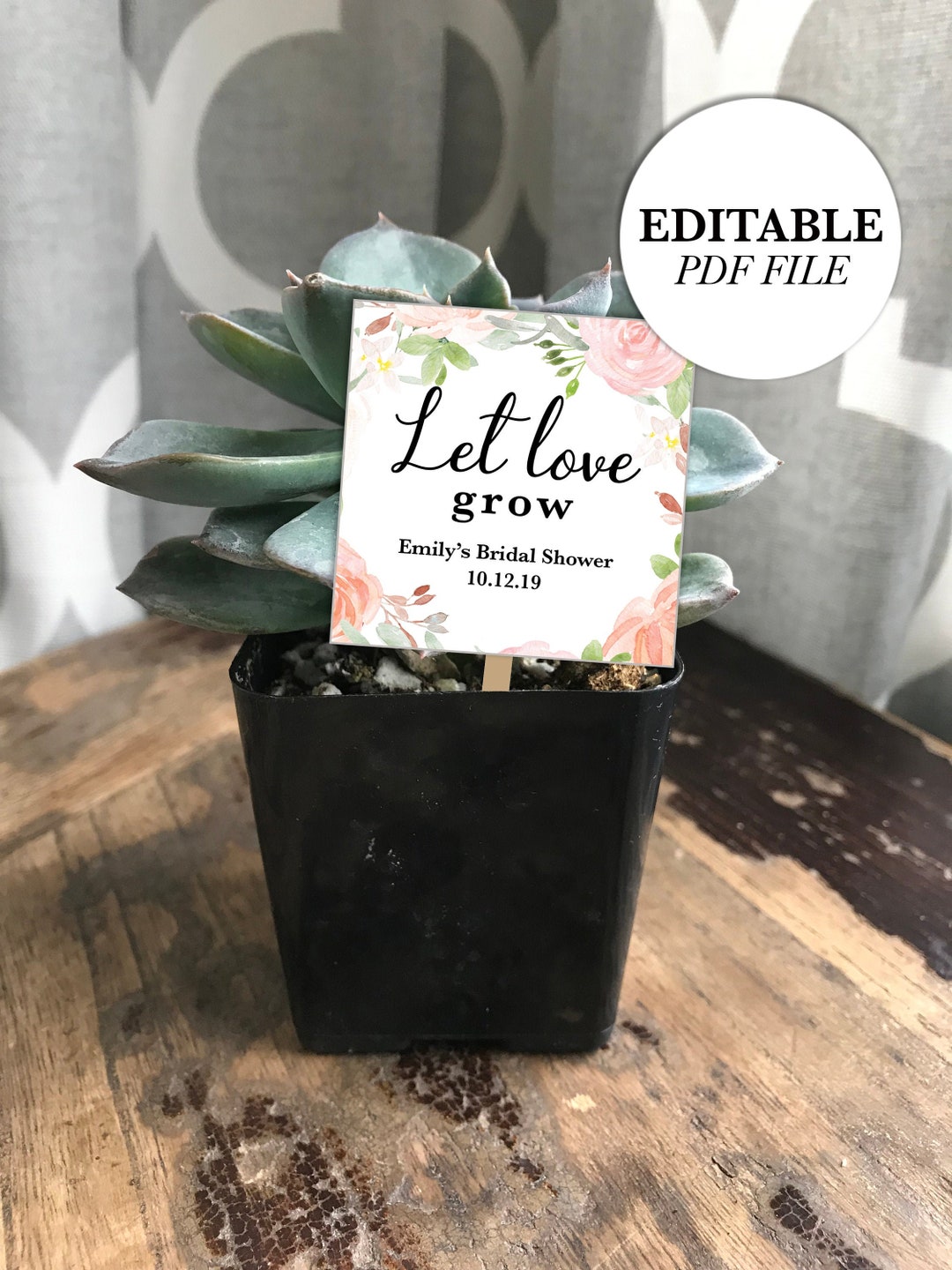 Printable Plant Tag, Let Love Grow Tag, Wedding Favor Tag, Let Love ...