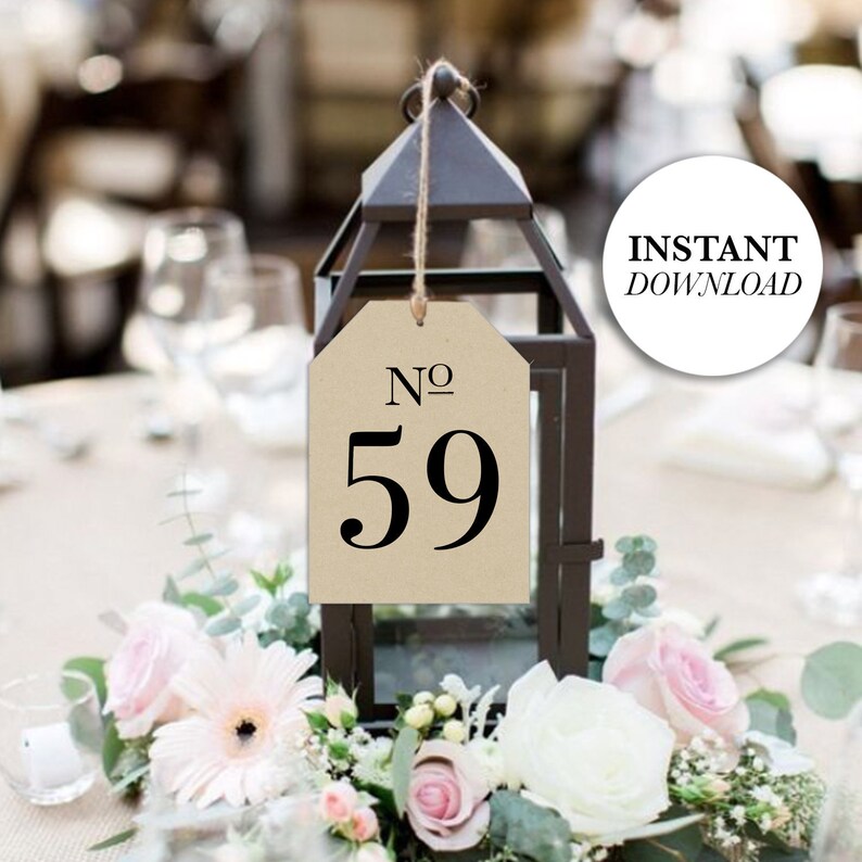 Table Number Tags Printable Wedding Table Numbers Instant | Etsy