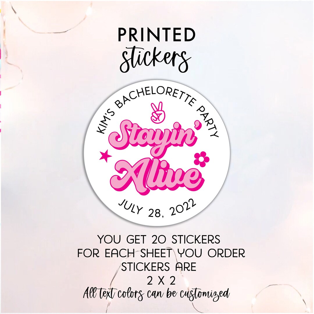 Staying Alive Stickers, Retro Bachelorette Recovery Kit Stickers ...