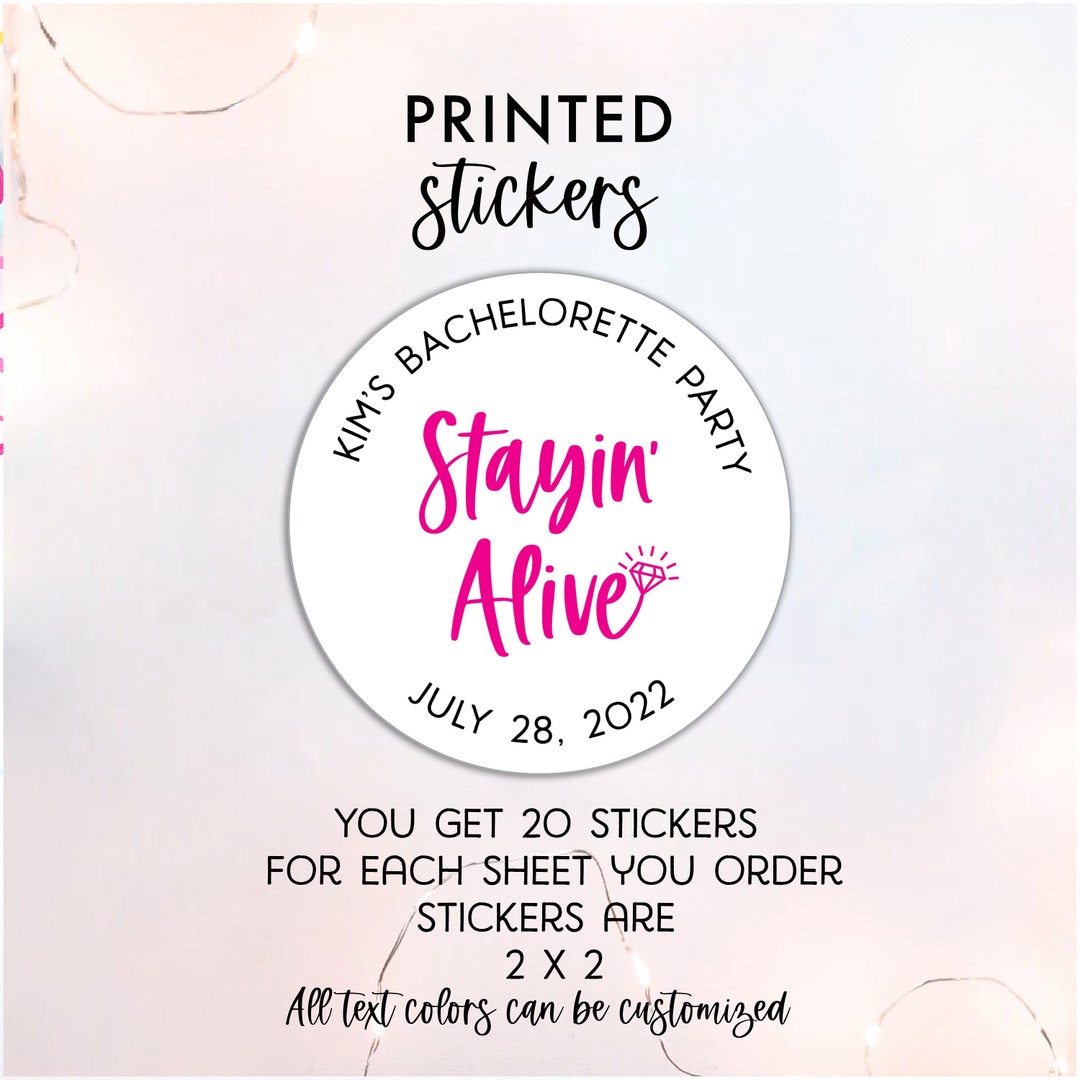 Staying Alive Stickers, Custom Bachelorette Recovery Kit Stickers ...