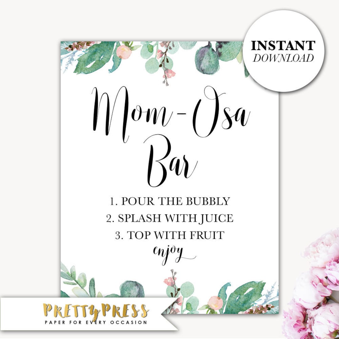 Mom-osa Bar Sign, Momosa Sign, Baby Shower Mimosa Sign, Momosa Bar ...