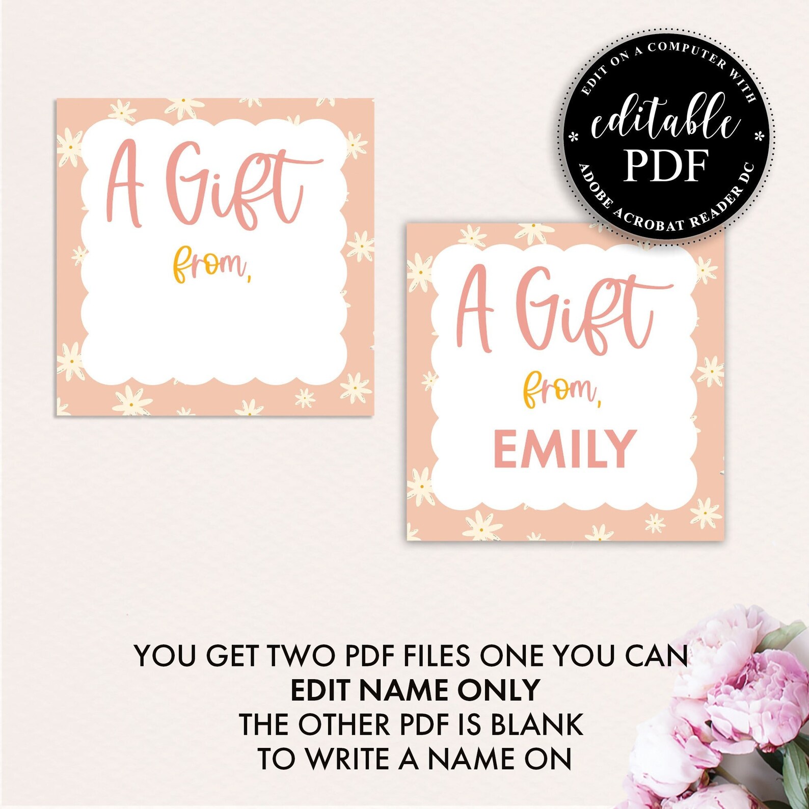 Girls Gift Tags, Printable Gift Enclosure Card, Daisy Gift Tag ...