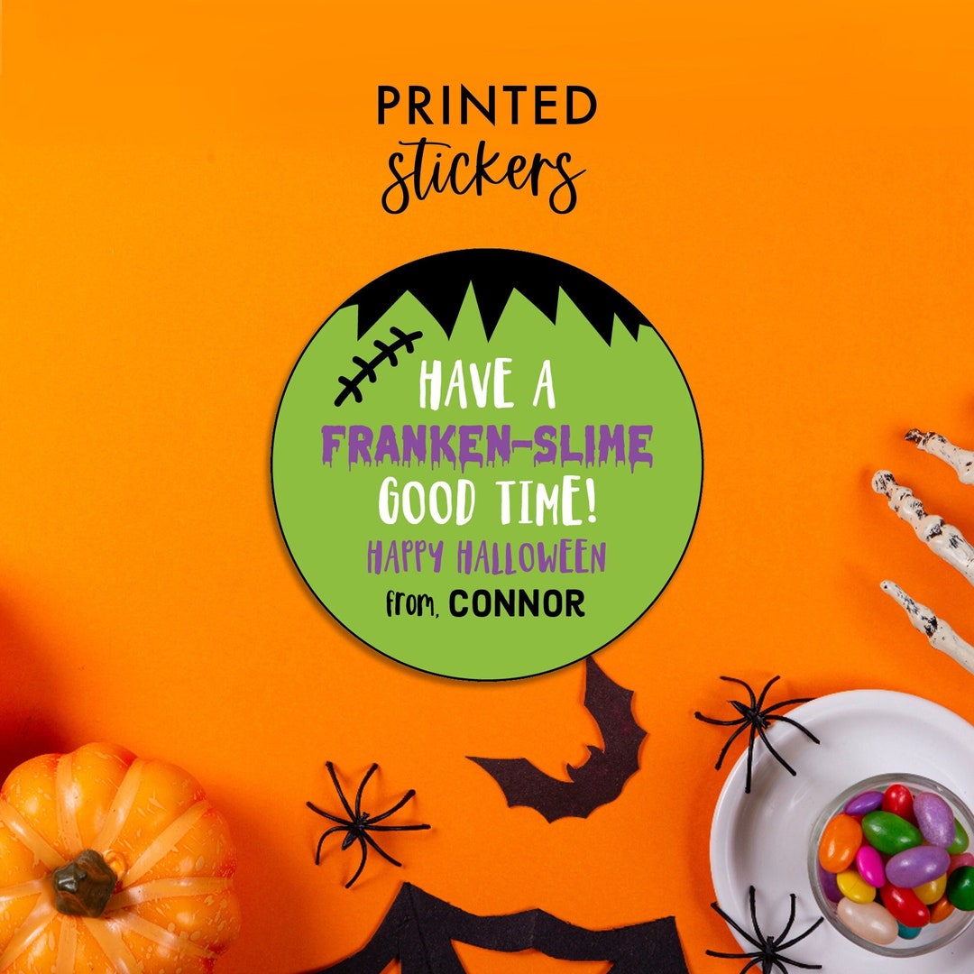 Halloween Slime Tag, Halloween Slime Sticker, Franken-slime Sticker ...