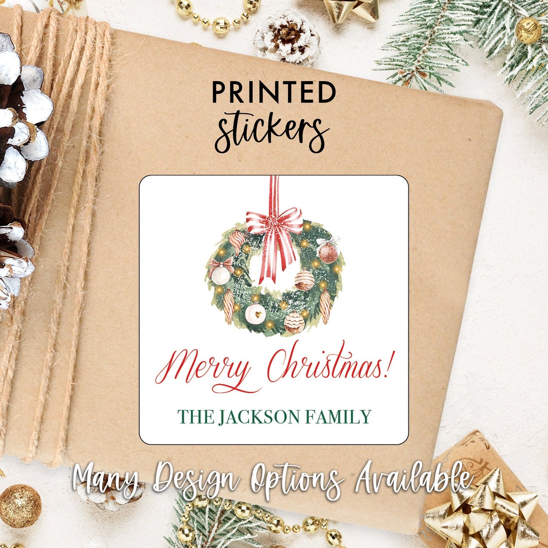 Personalized Watercolor Christmas Gift Stickers, Custom Holiday Labels ...