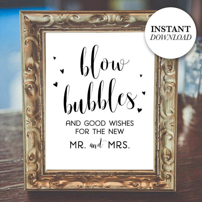 Blow Bubbles Wedding Wedding Send off Sign Printable Bubbles - Etsy