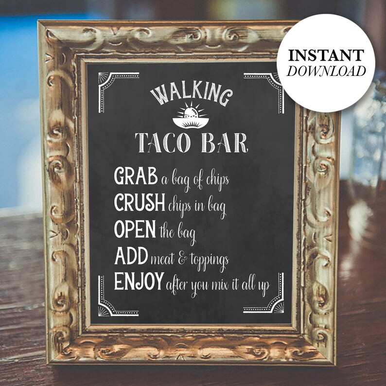 Walking Taco Bar Sign Printable Taco Bar Sign Printable | Etsy
