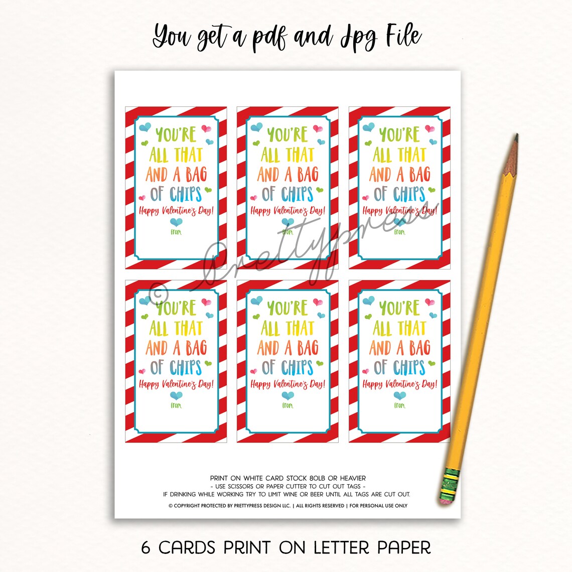 Rainbow Valentine, Chip Bag Printable Valentine, Printable Valentine ...