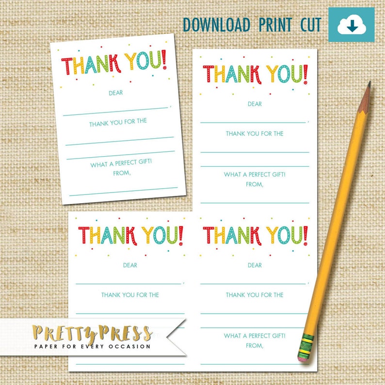 Rainbow Fill in Thank You Cards Instant Download Rainbow - Etsy