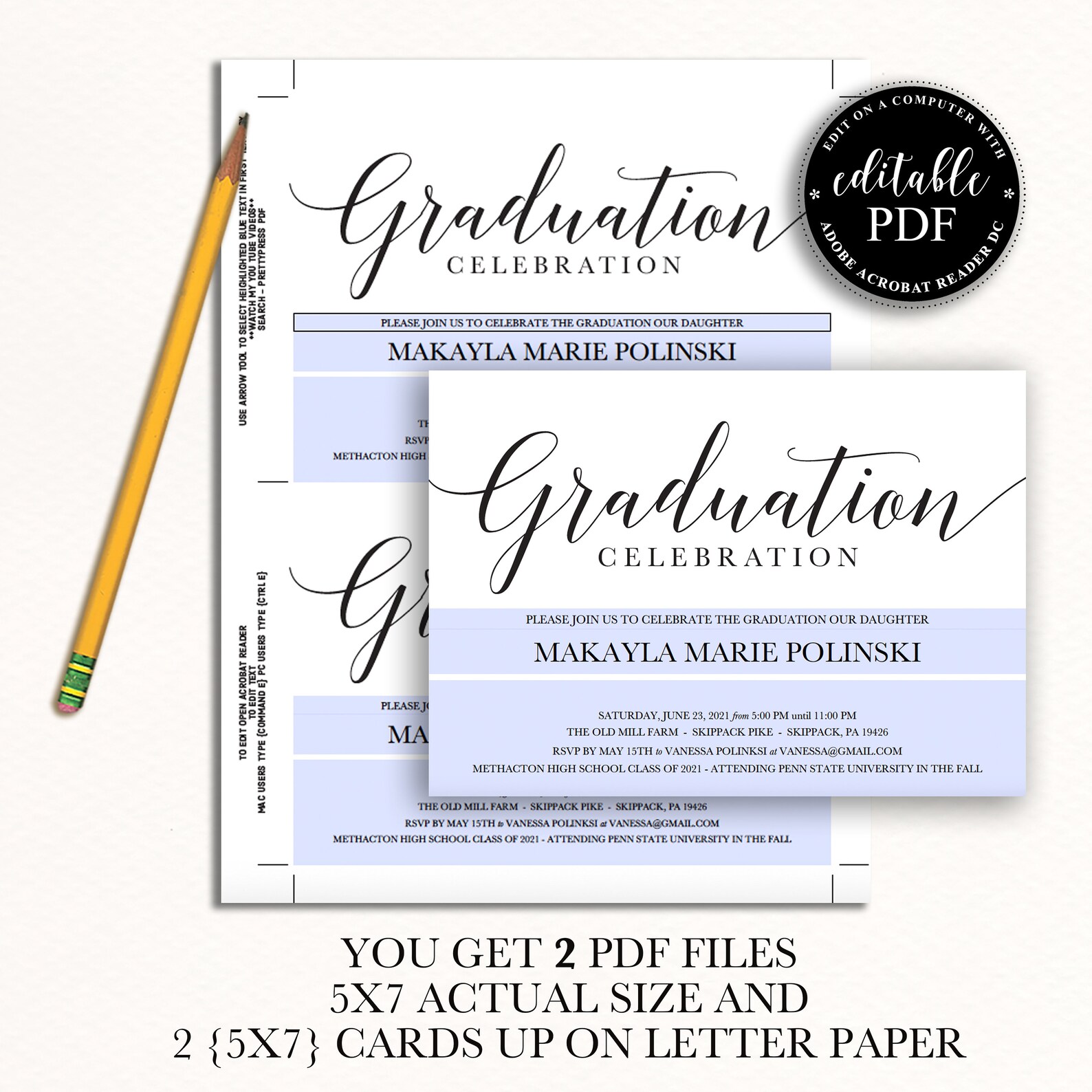 Editable Graduation Invite, 2021 Graduation Invitation, Instant ...