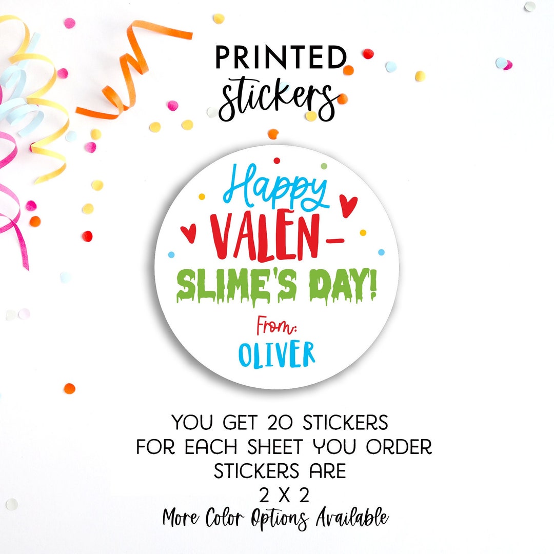 Slime Valentine, Slime Stickers, Kids Valentine Stickers, Valentine ...