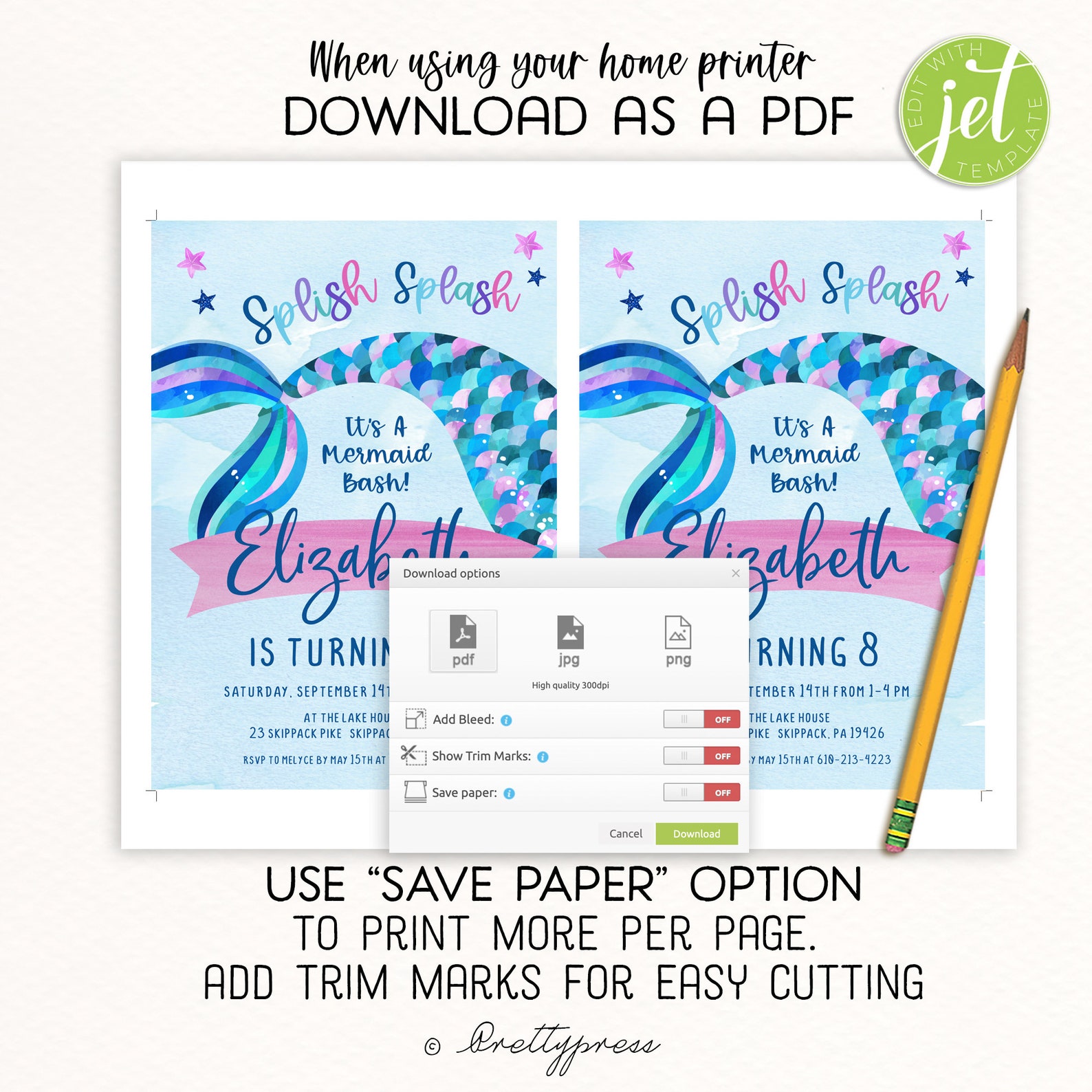 Mermaid Birthday Invitation Digital Mermaid Party Invitation - Etsy