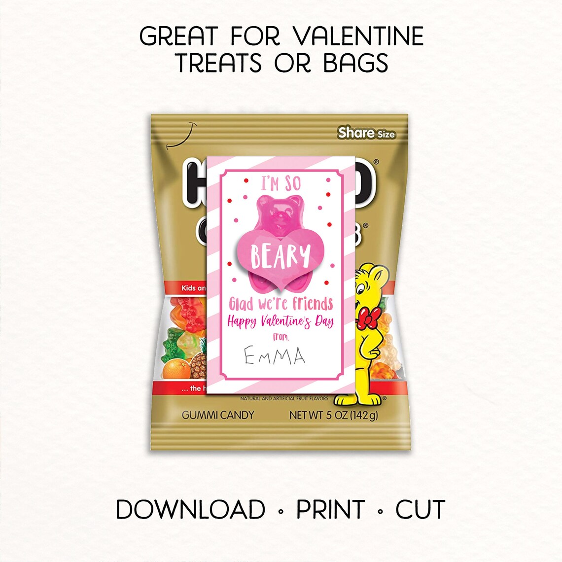 Gummy Bear Valentine Gummy Bear Valentine's Day | Etsy