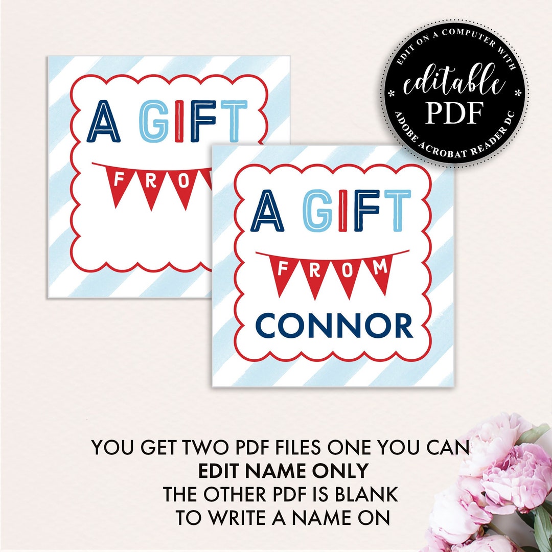 Printable Kids Gift Tags, Boys Editable Gift Enclosure Cards ...