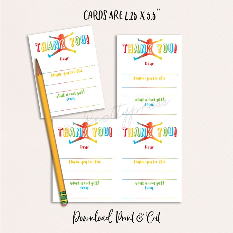 Kids Fill in the Blank Thank You Cards Trampoline Party - Etsy