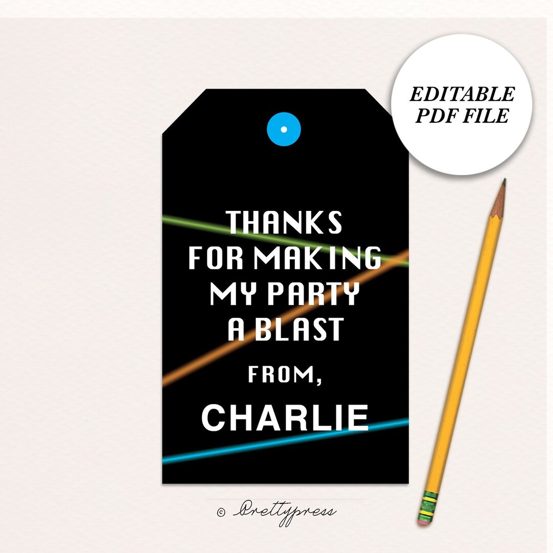 Laser Tag Favor Tags, Printable Laser Tag Party Tags, Editable Tag ...