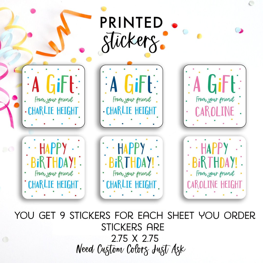 Personalized Kids Stickers, Kids Gift Label, Rainbow Gift Sticker ...