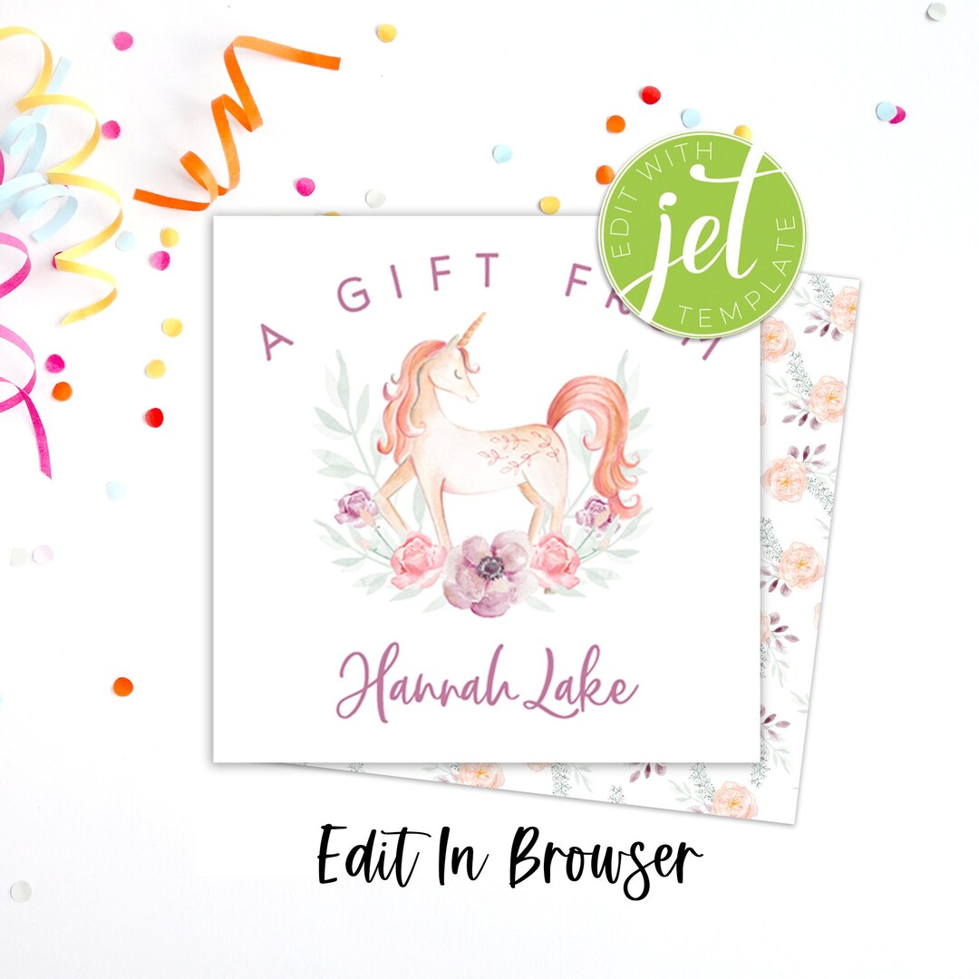 Unicorn Gift Tag Instant Download Kids Calling Card - Etsy